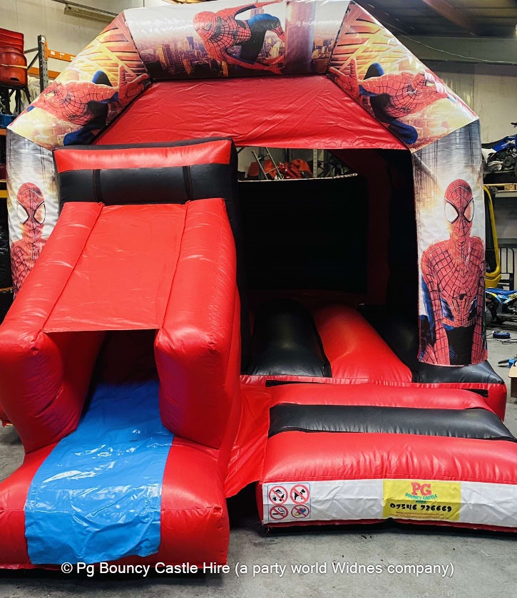 12 ft x 18 ft Spider man themed front slide combo bouncy Castle ...