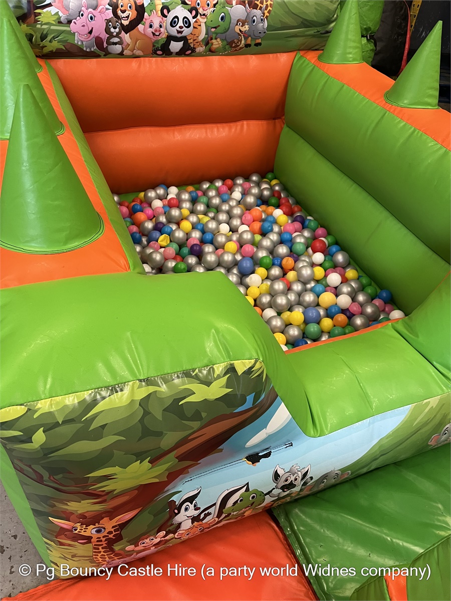 Jungle soft play ball pit and matching slide combo bouncy castle