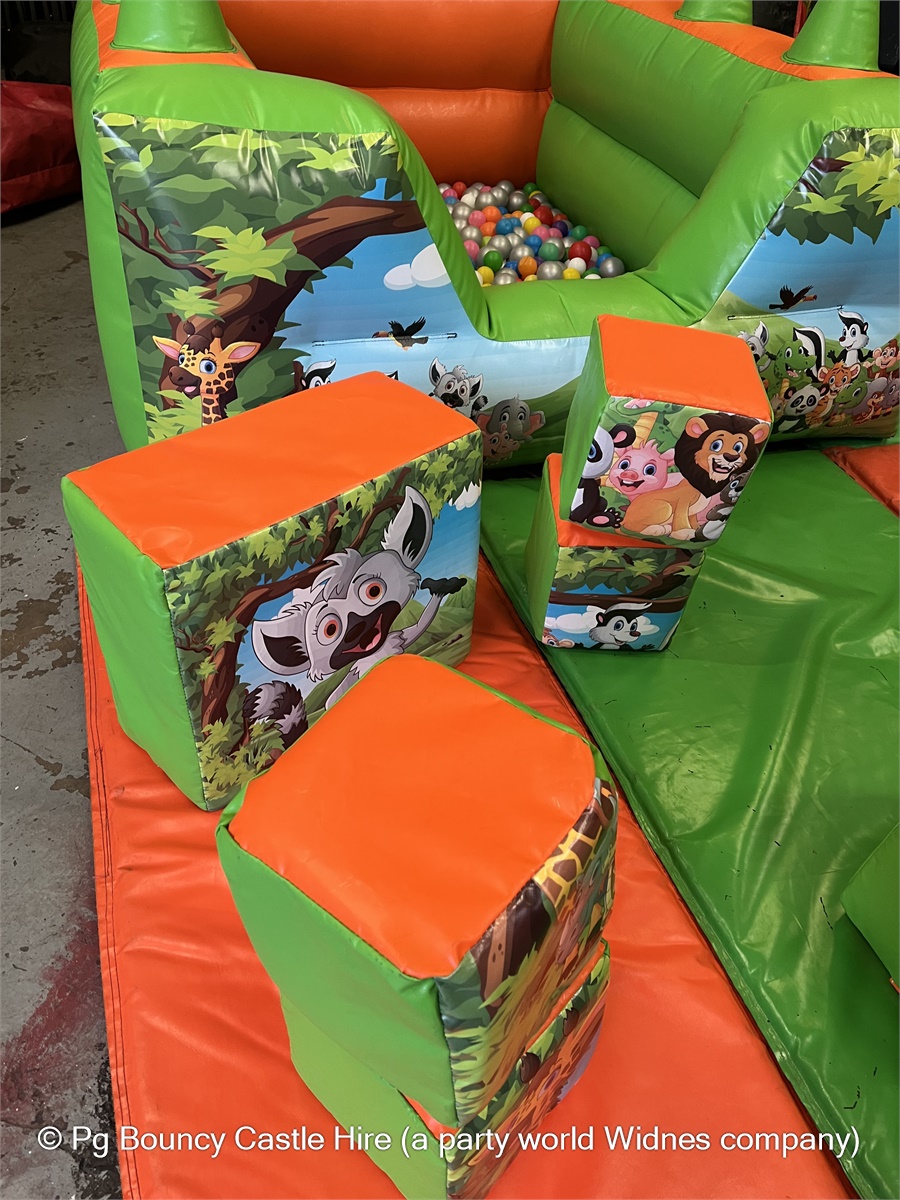 Jungle soft play ball pit and matching slide combo bouncy castle
