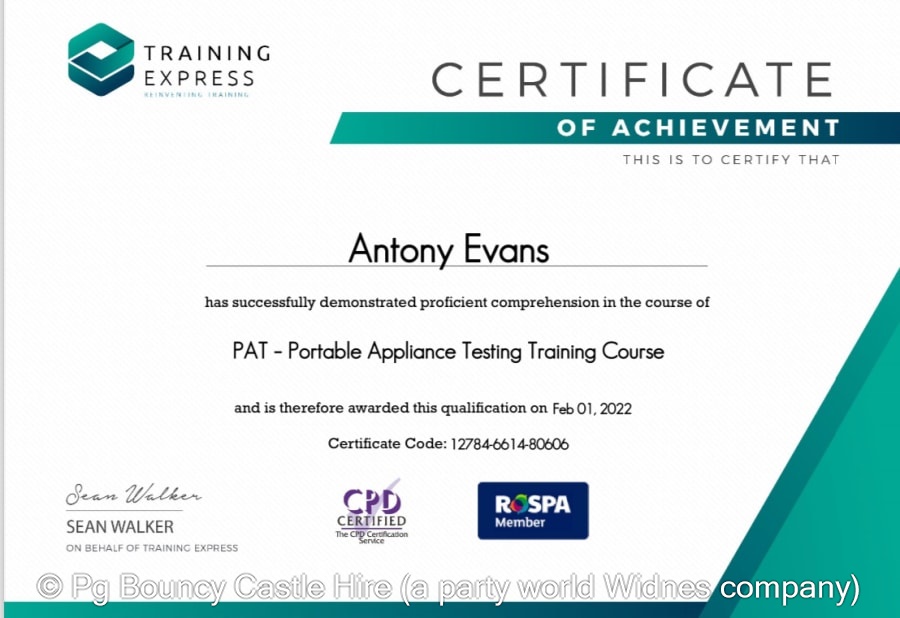 Pat Testing - Leisure equipment rental and leasing. Bouncy castle hire ...