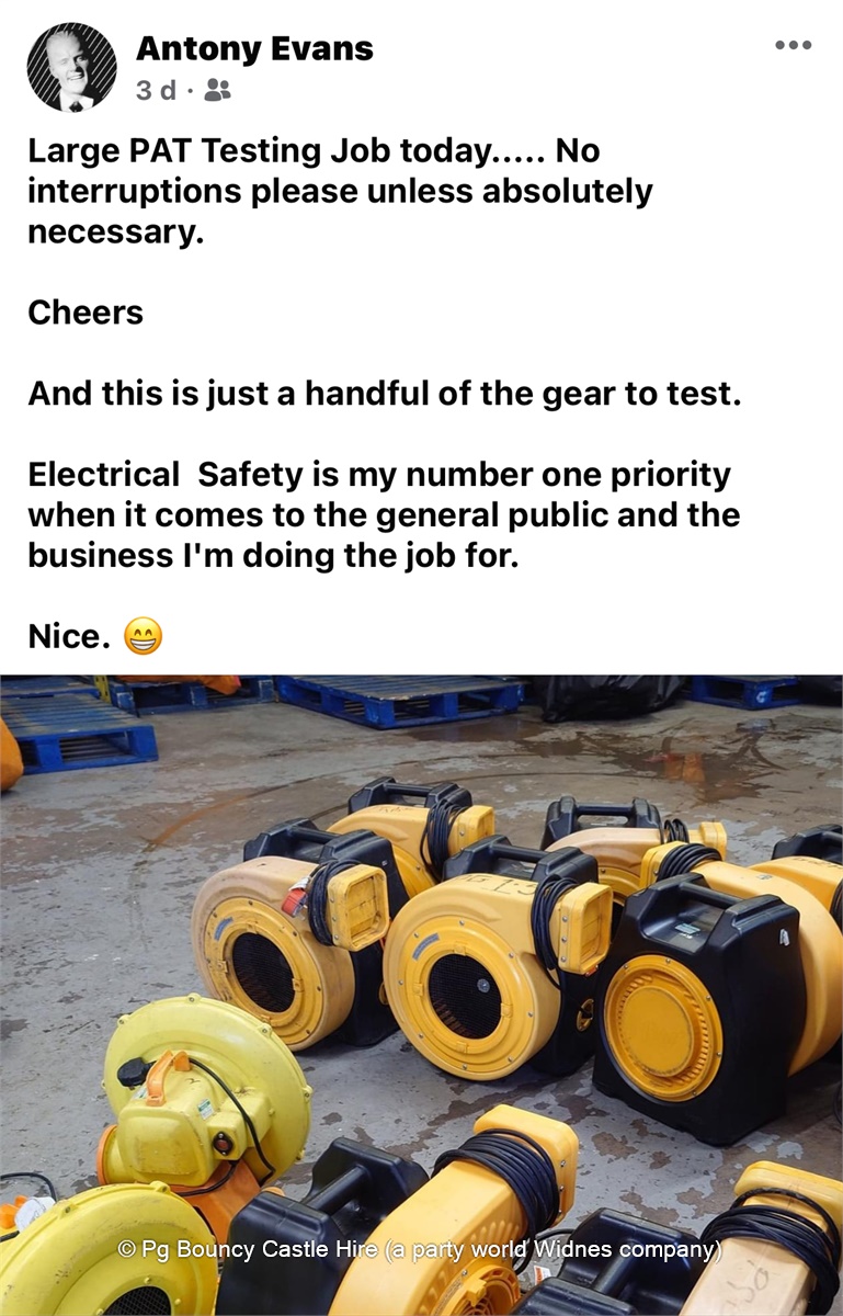 Pat Testing Certification - Leisure equipment rental and leasing ...